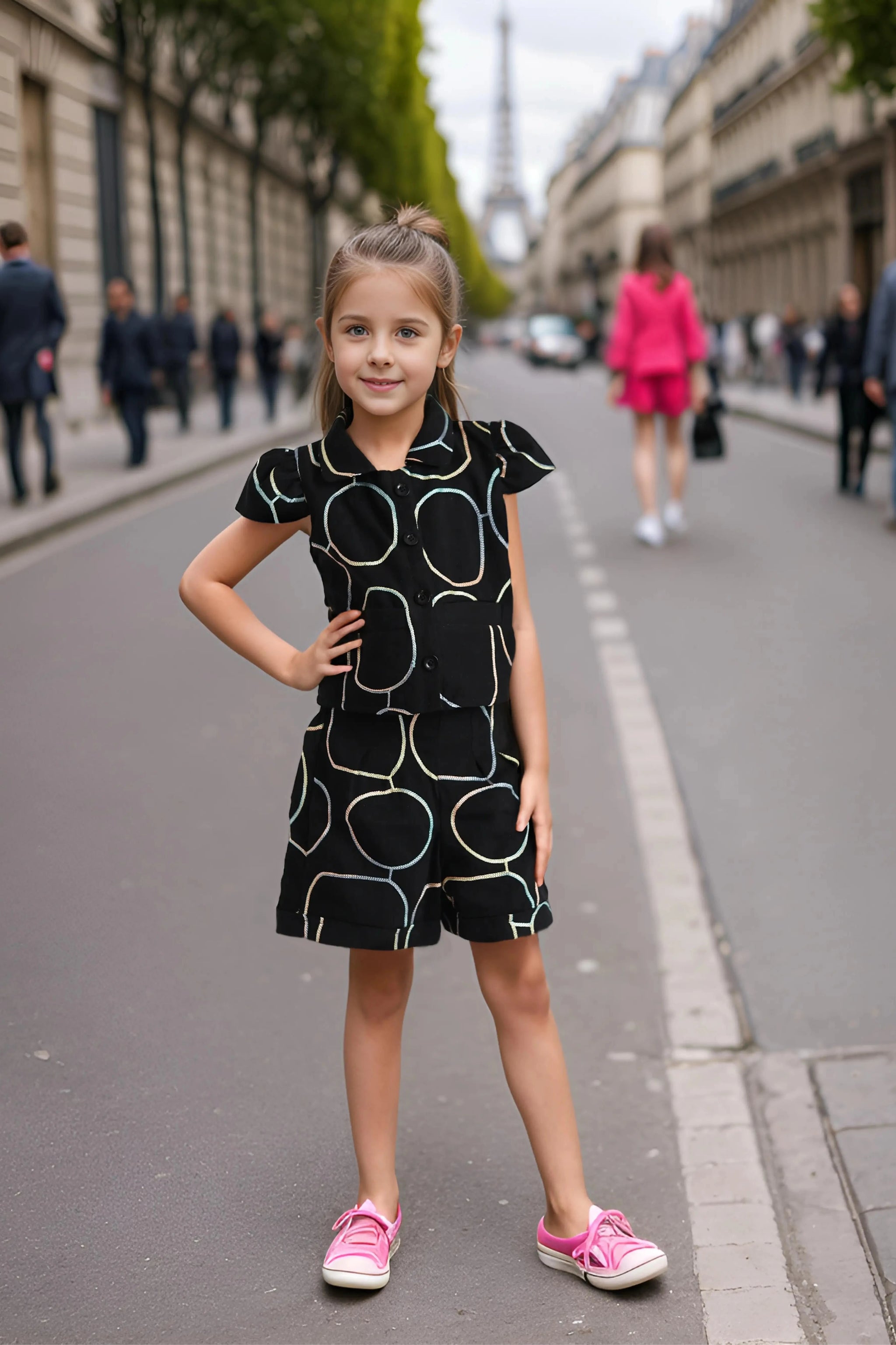 Trendy Black Cotton Girls 2 Piece Set (2 Years to 10 Years)